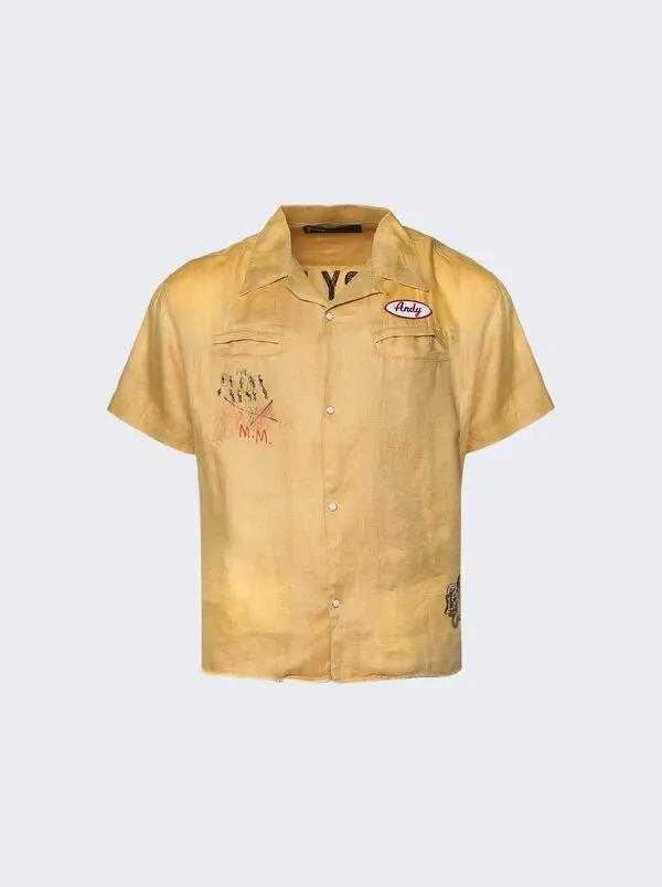 PALY Montauk Short Sleeve Bowling Shirt - Yellow