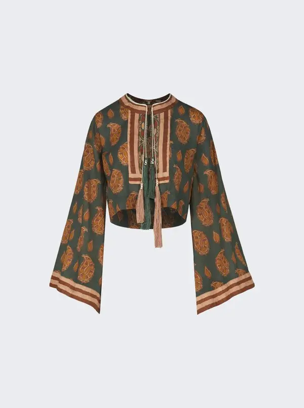 Johanna Ortiz Sun Whisper Top Green And Rose
