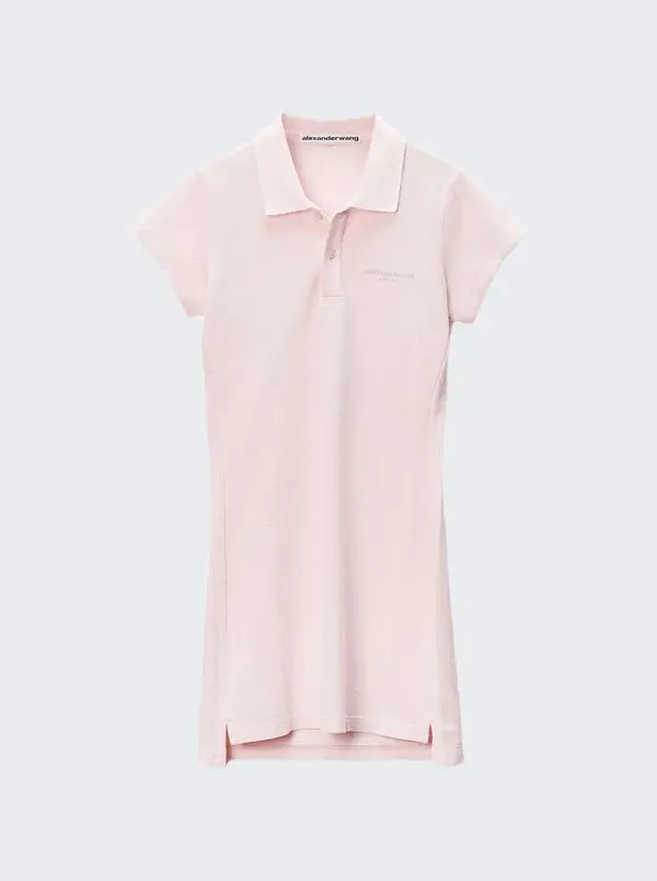 Alexander Wang Mini Polo Dress With Allover Hotfix Light - Pink