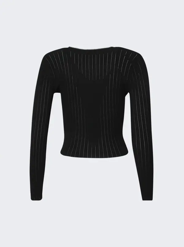 Alexander Wang V-neck Long Sleeve Pointelle Zip Cardigan