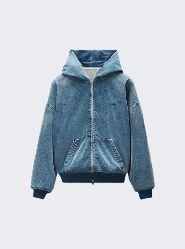 Alexander Wang Brushed Denim Oversize Hoodie Washed Light