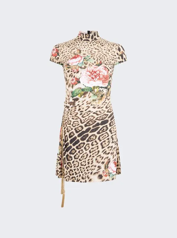 Roberto Cavalli Jaguar Roses Print Mini Dress - Multi