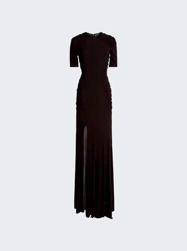 Victoria Beckham Short Sleeve Gathered Gown - Black