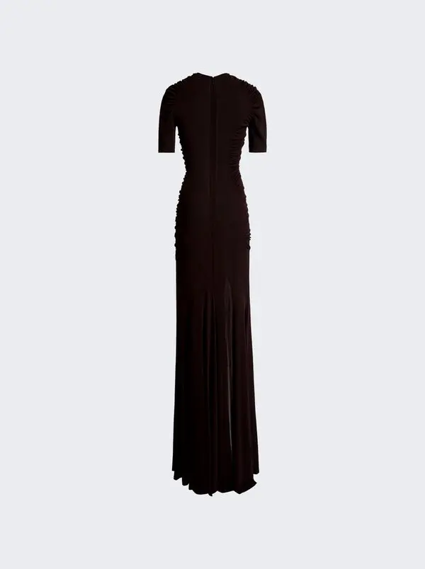 Victoria Beckham Short Sleeve Gathered Gown