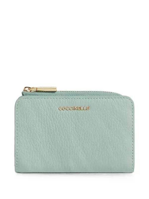 COCCINELLE Metallic Soft Logo-plaque Pebbled-leather Wallet - Green