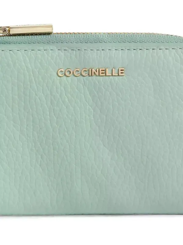 COCCINELLE Metallic Soft Logo-plaque Pebbled-leather Wallet