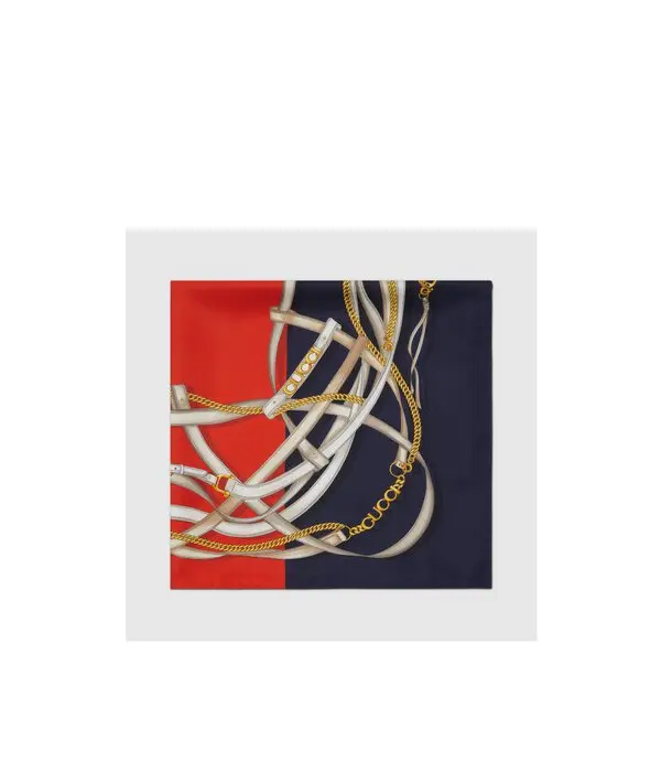 Gucci Stirrup Printed Silk Square