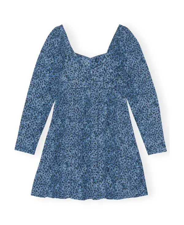 GANNI Printed Crepe Mini Dress