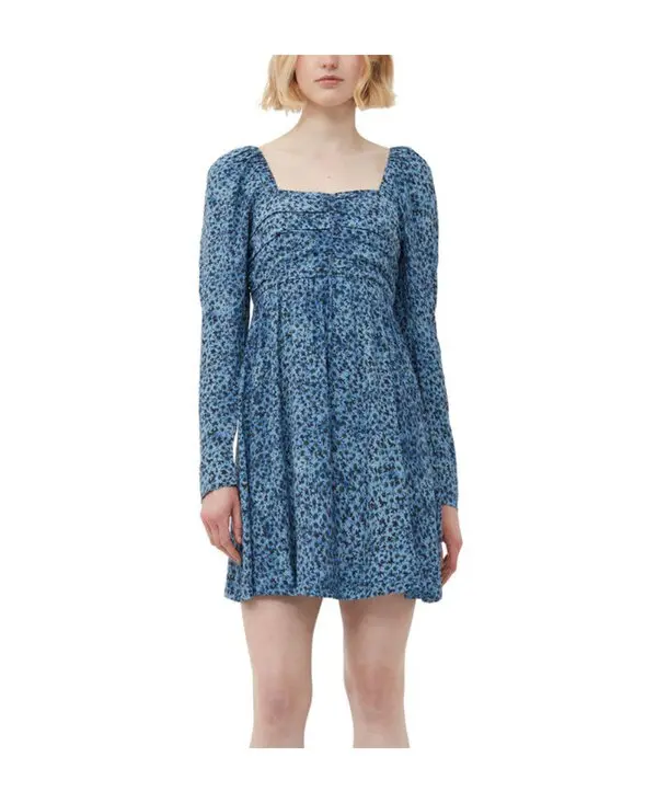 GANNI Printed Crepe Mini Dress