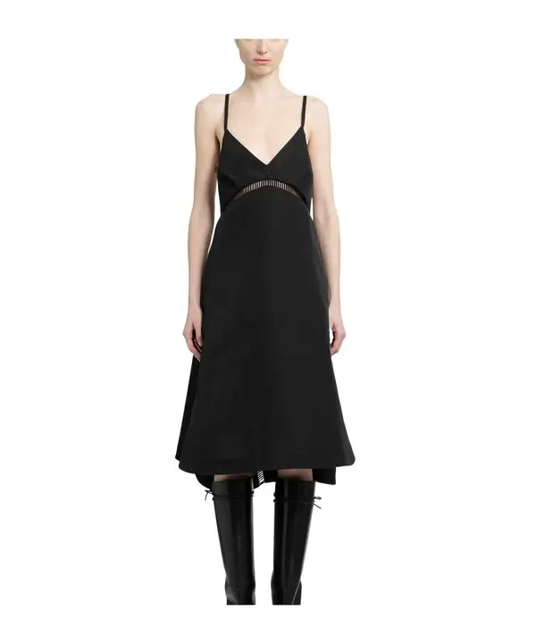 Sacai V-neck Sleeveless Midi Dress - Black
