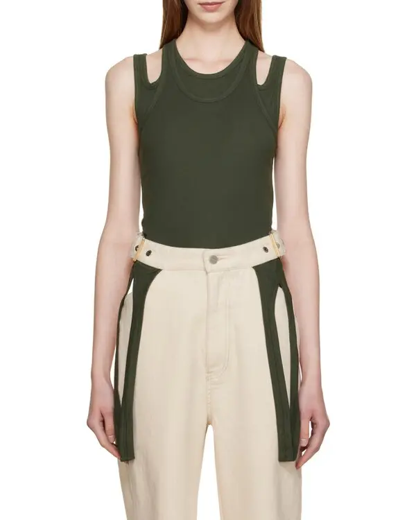 DION LEE Organic Cotton Cut-out Tank Top