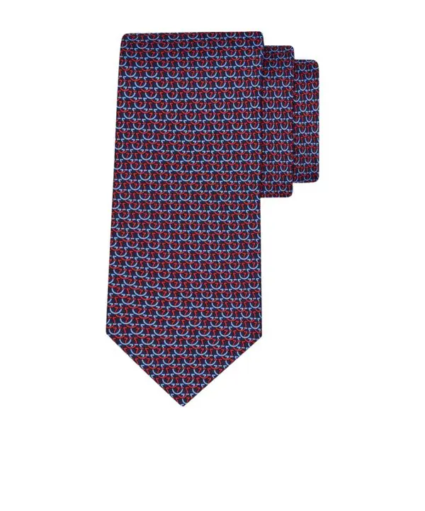 FERRAGAMO Gancini Links Print Silk Tie