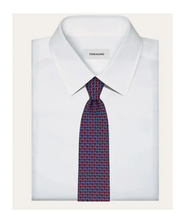 FERRAGAMO Gancini Links Print Silk Tie