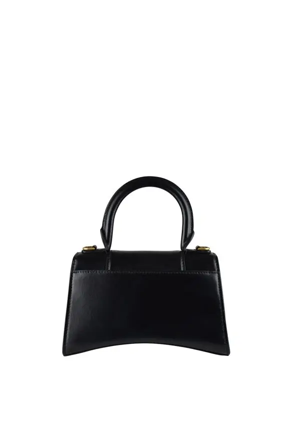 Balenciaga Hourglass Xs Handbag In Calf Leather - Black