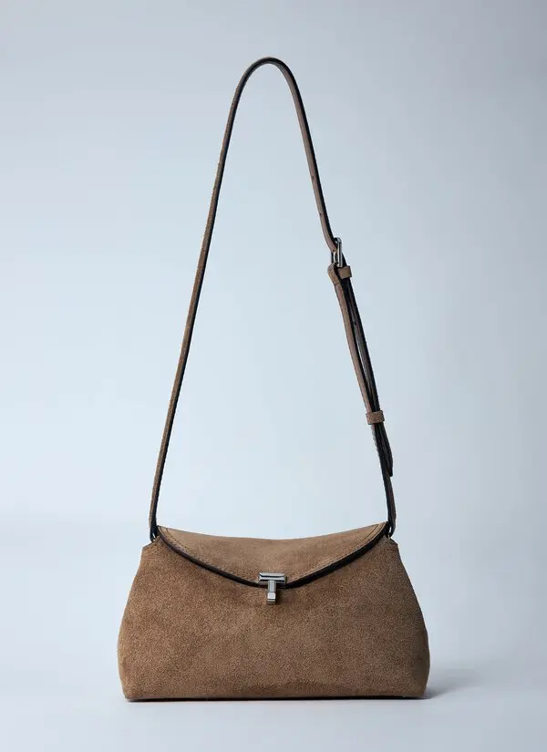 TOTEME T-lock Suede Clutch - Brown