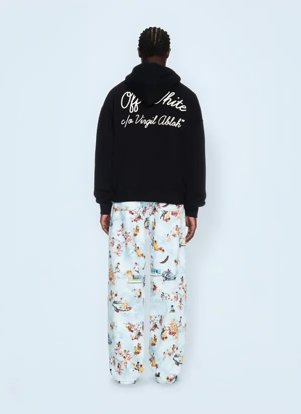 Off-White Logo Motif Hooded Sweatshirt - Black