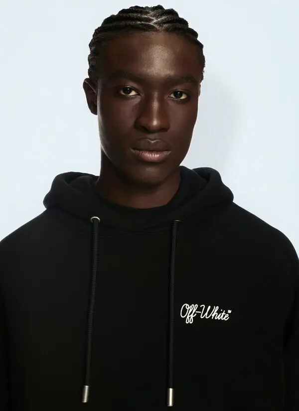 Off-White Logo Motif Hooded Sweatshirt - Black
