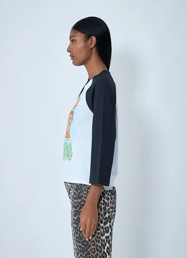 GANNI Logo Motif Cotton T-shirt - White