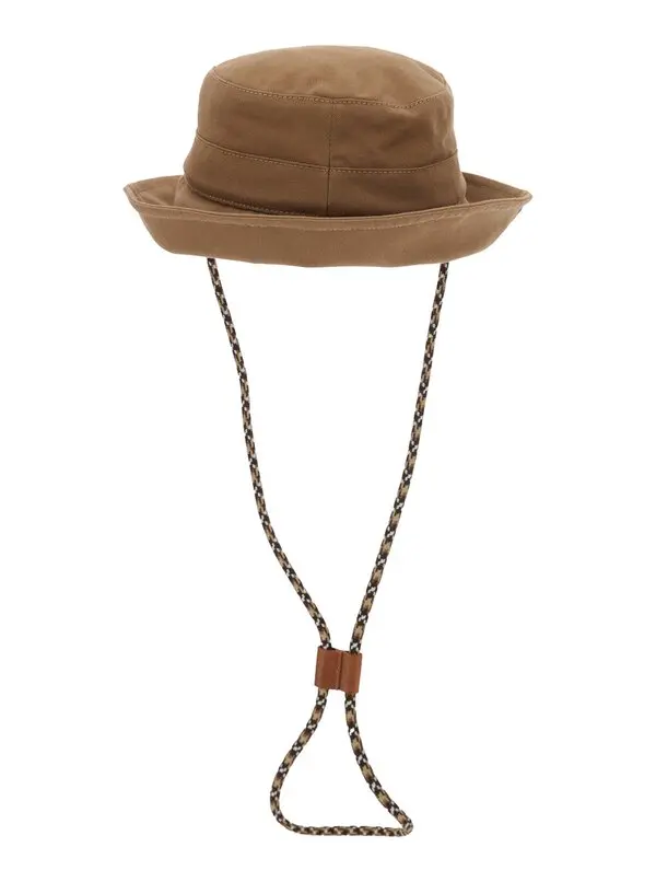 Moncler Cotton Bucket Hat With Drawstring And Logo Patch
