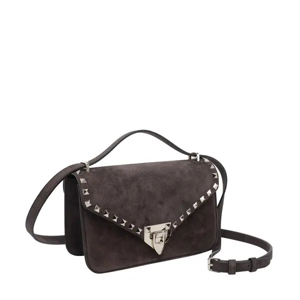 Valentino Garavani Small Suede Rockstud Crossbody Bag - Brown