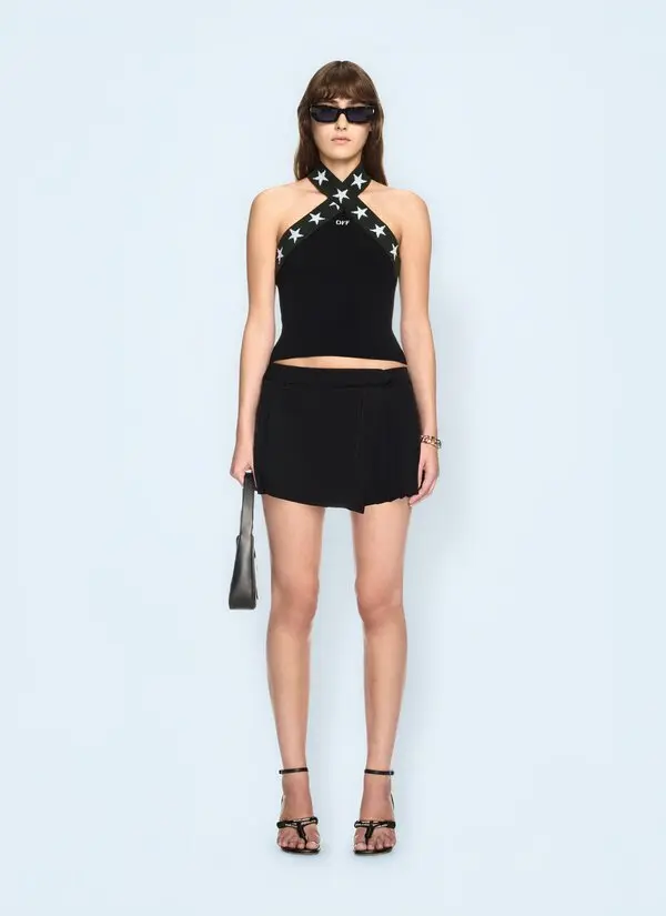 Off-White Wool Pleated Mini Skirt - Black
