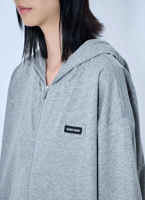 Miu Miu Zip Hoodie With Patch Detail