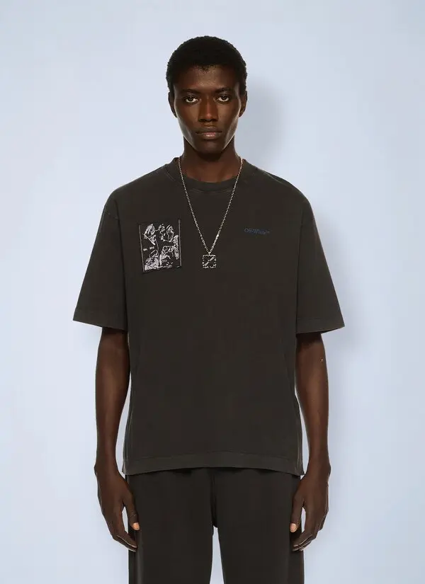 Off-White Faded Painting Skate Logo T-shirt - Black