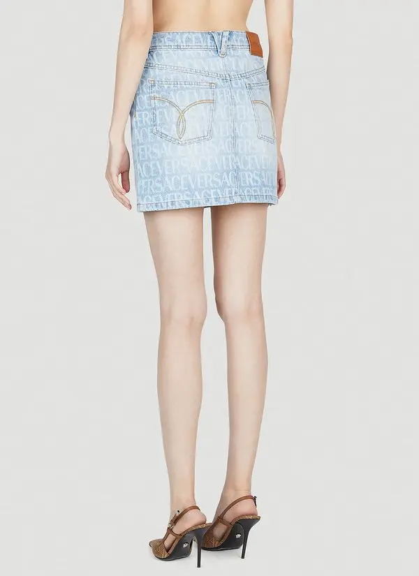 Versace Denim Jacquard Mini Skirt