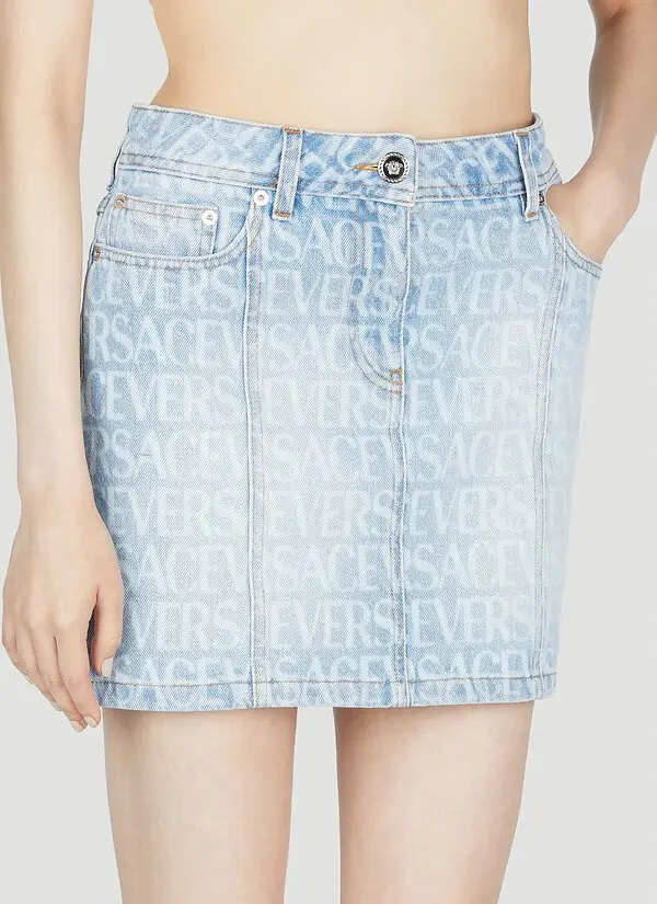 Versace Denim Jacquard Mini Skirt