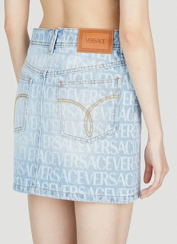 Versace Denim Jacquard Mini Skirt