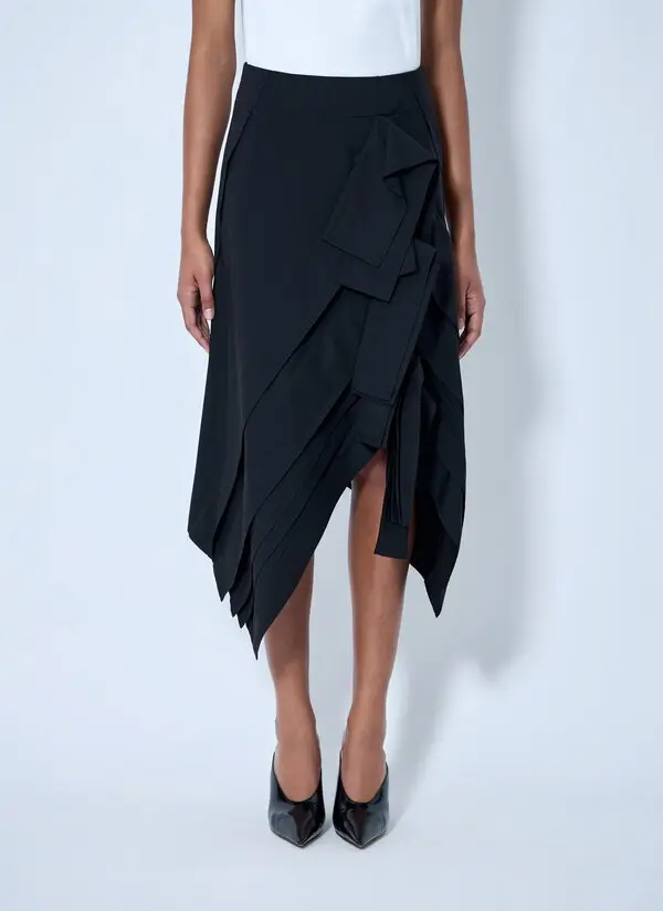 Bottega Veneta Asymmetric Layered Ruffle Skirt - Black