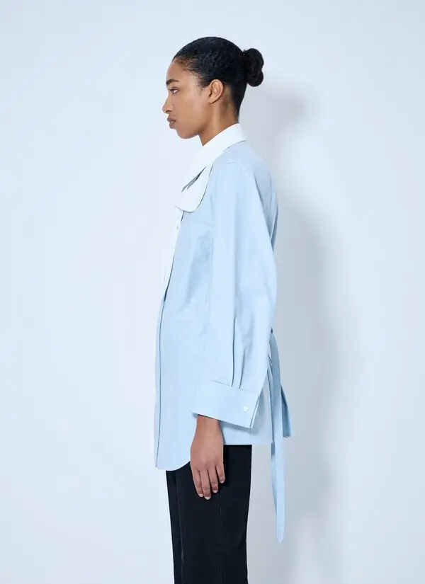 Bottega Veneta Asymmetrical Collar Long-sleeve Shirt - Blue