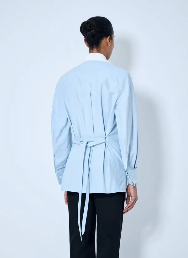 Bottega Veneta Asymmetrical Collar Long-sleeve Shirt - Blue