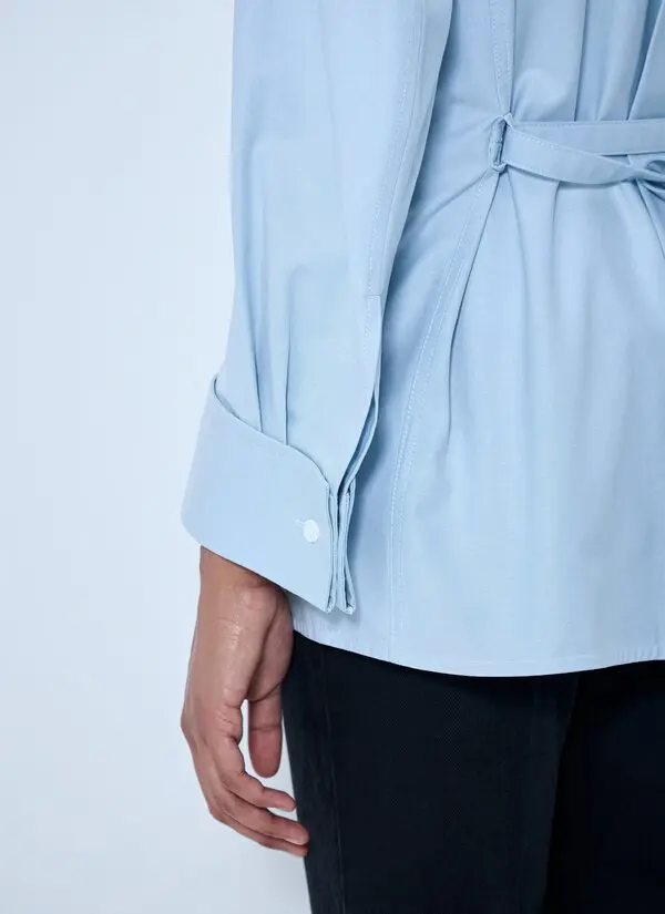 Bottega Veneta Asymmetrical Collar Long-sleeve Shirt - Blue