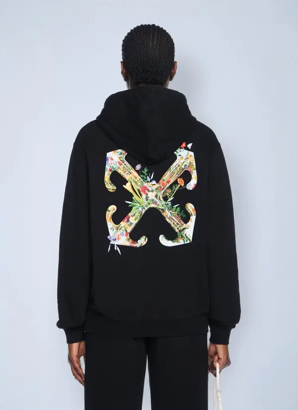Off-White Floral Arrow Logo Hooded Sweatshirt