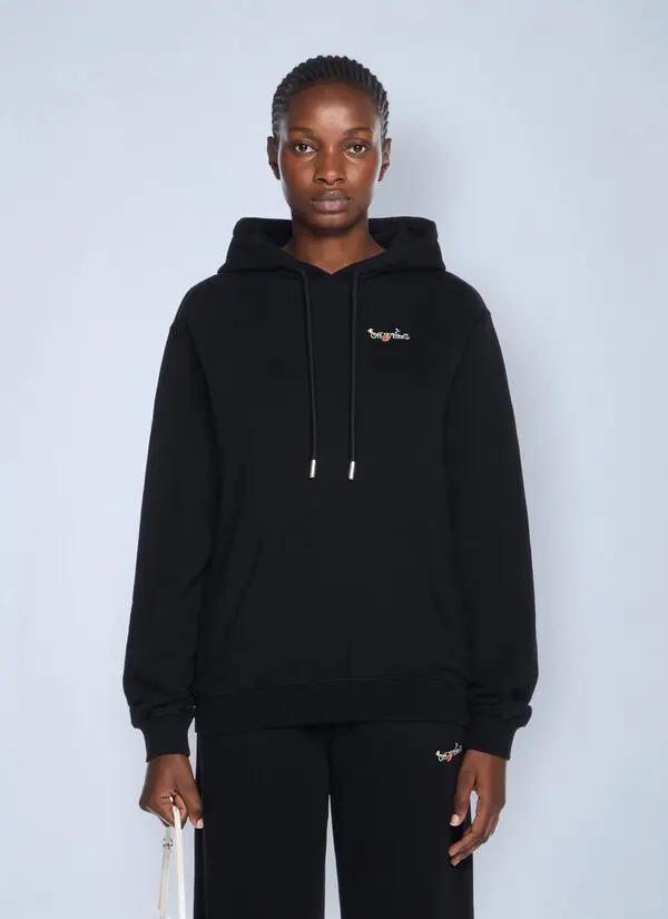Off-White Floral Arrow Logo Hooded Sweatshirt - Black