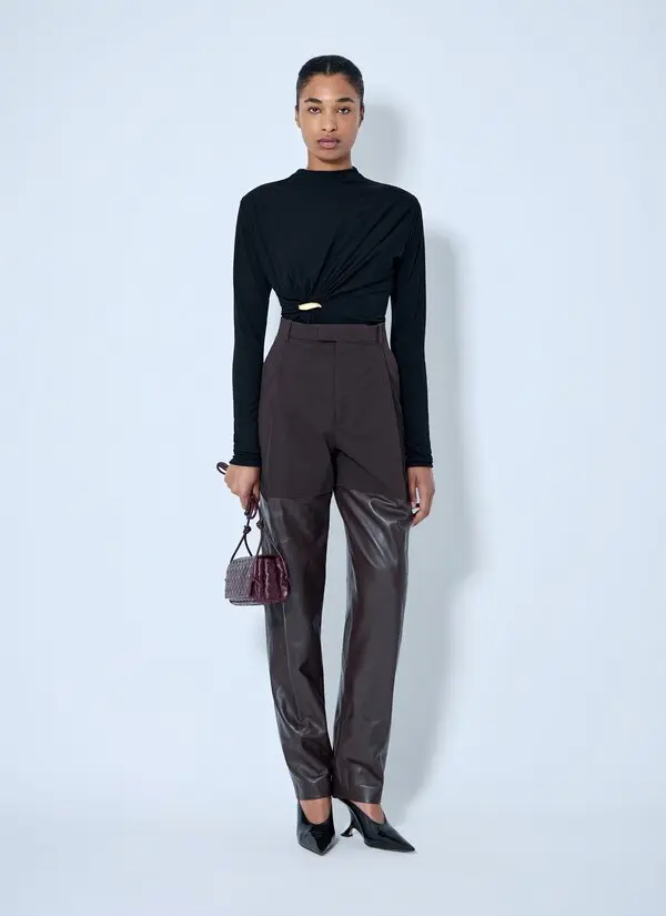 Bottega Veneta Long Sleeve Twist Detail Top - Black