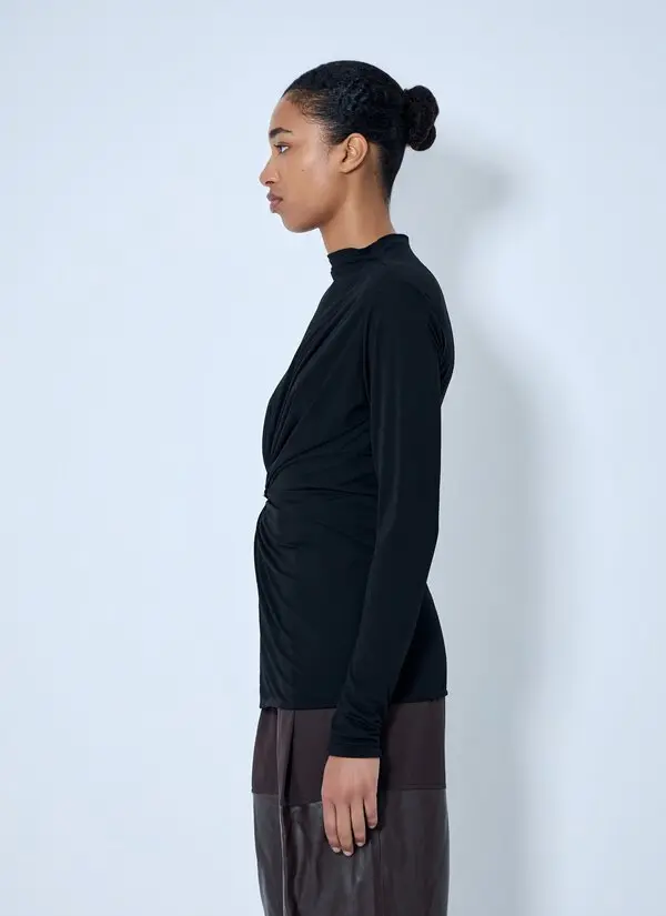Bottega Veneta Long Sleeve Twist Detail Top - Black