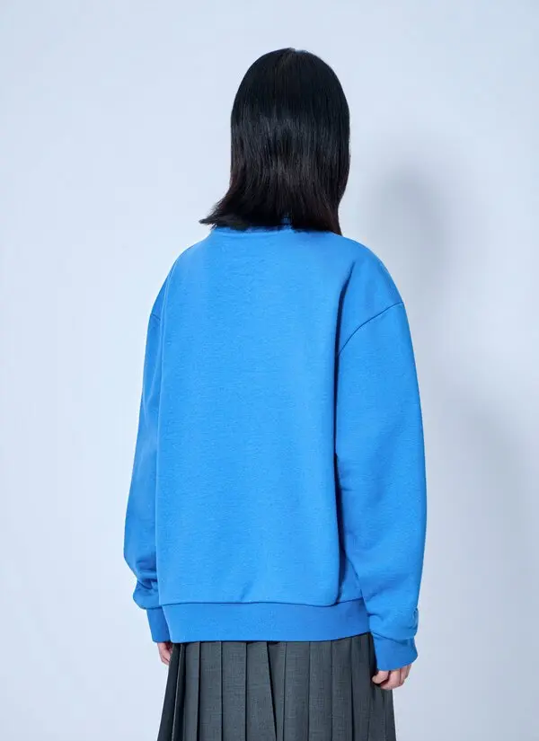 Miu Miu Logo Motif Cotton Blend Sweatshirt - Blue