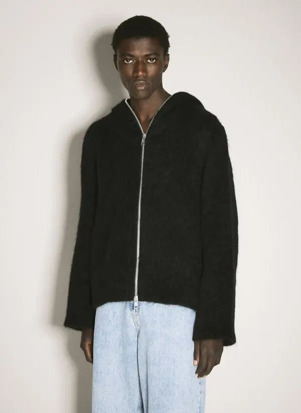 Our Legacy Hairy Zip-up Hooded Cardigan - Black