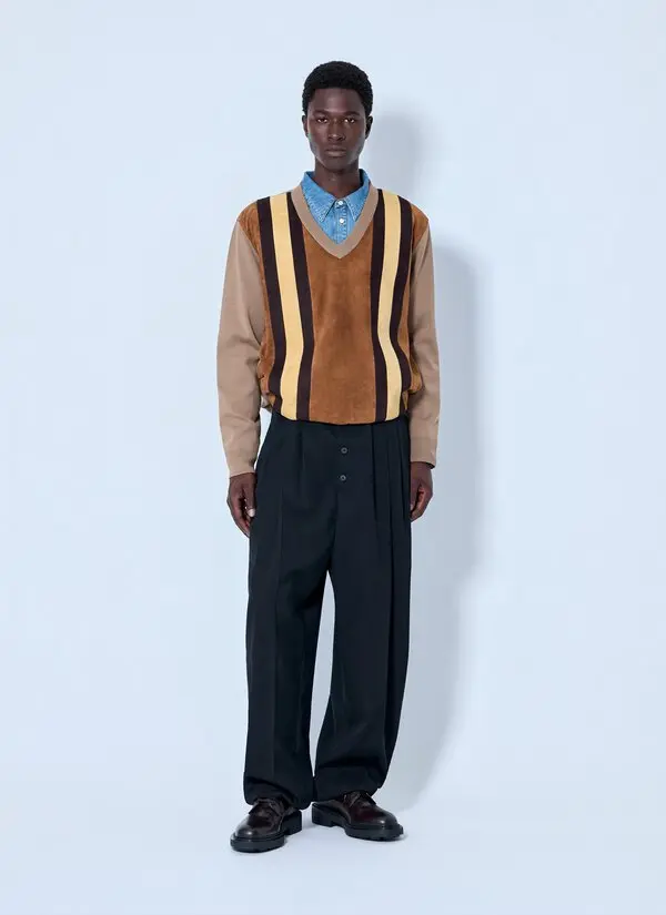 Miu Miu V-neck Sweater With Contrast Stripes