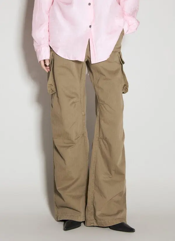 Our Legacy Peak Cargo Pants In Cotton Herringbone - Green