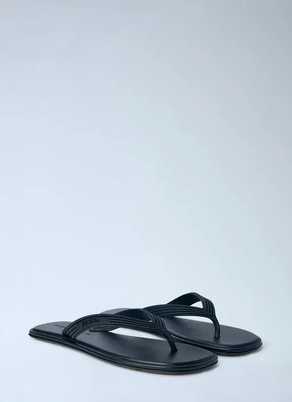 Bottega Veneta Matt Rubber Nappa Sandals - Black