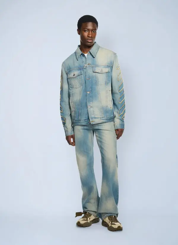Off-White Diagonal Raw Patch Denim Jacket