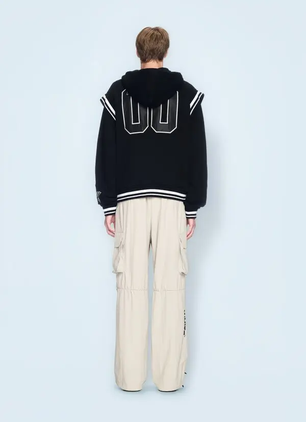 Off-White Fleece 00 Varsity Hooded Jacket - Black
