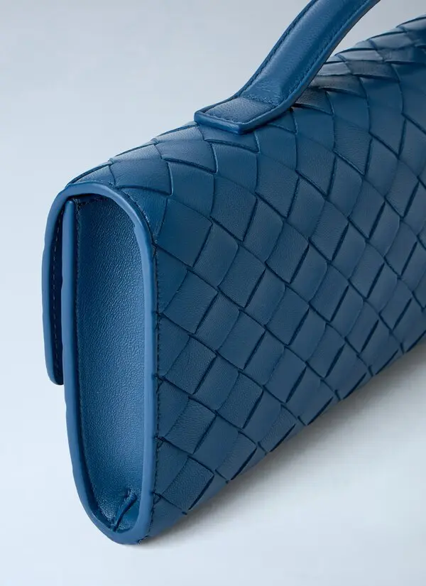 Bottega Veneta Long Andiamo Clutch In Intrecciato Leather - Blue