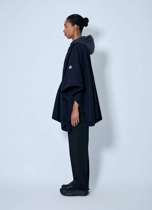 Moncler Belted Hooded Cape - Blue
