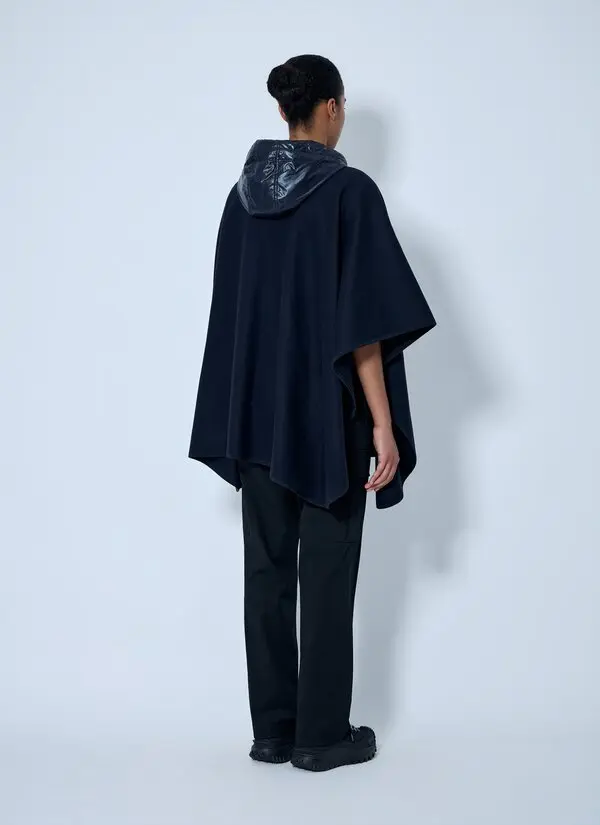 Moncler Belted Hooded Cape - Blue
