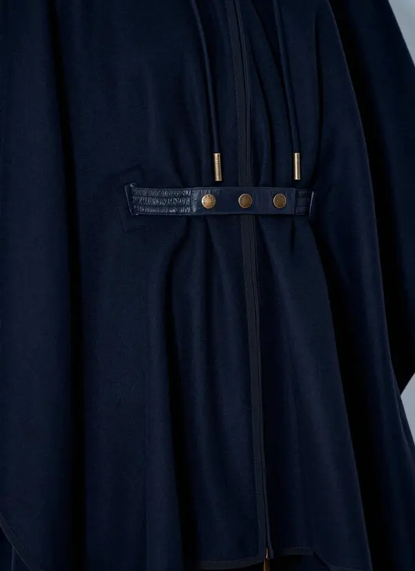 Moncler Belted Hooded Cape - Blue