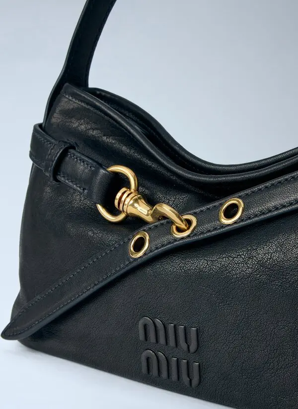 Miu Miu Adventure Nappa Leather Shoulder Bag - Black